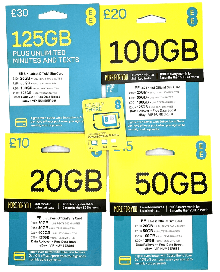 EE Pay as you go Sim cards.PAYG UK Sim card, EU Roaming – Gold Numbers ...